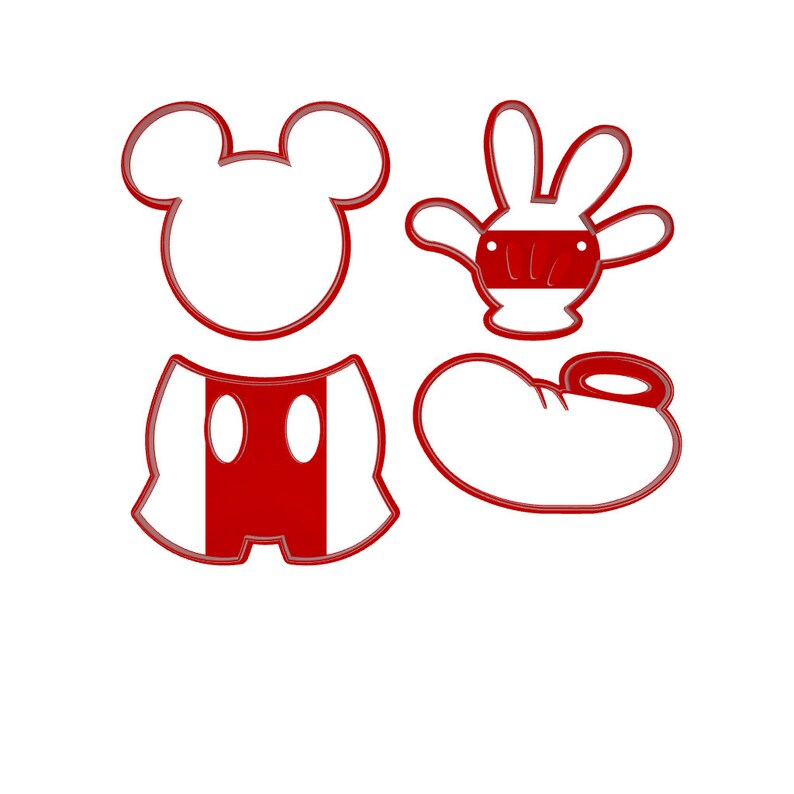 Mickey Mouse Set of Four Detailed Cookie Cutters STL File - Digital ...