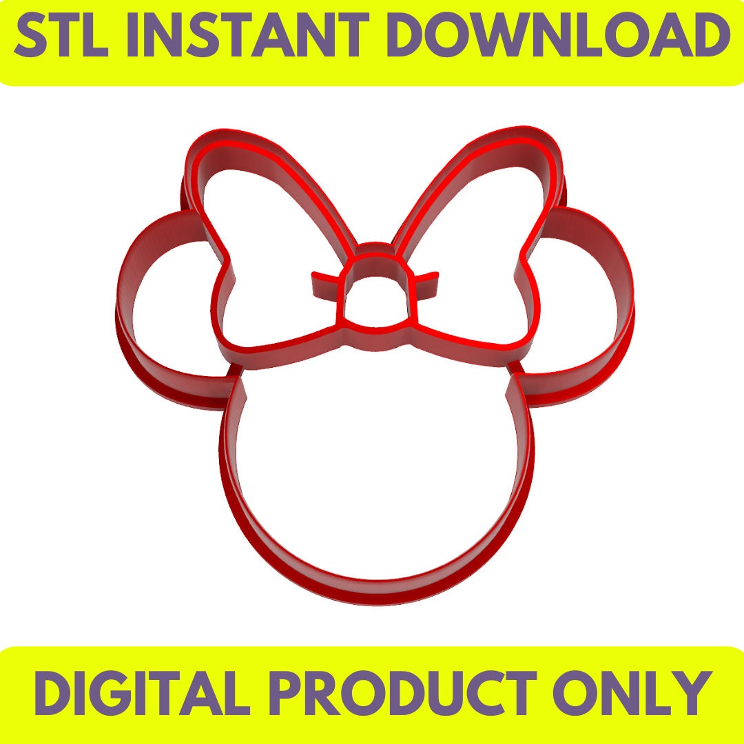 Minnie Mouse Cookie Cutter With Details STL File - Digital Download - Etsy