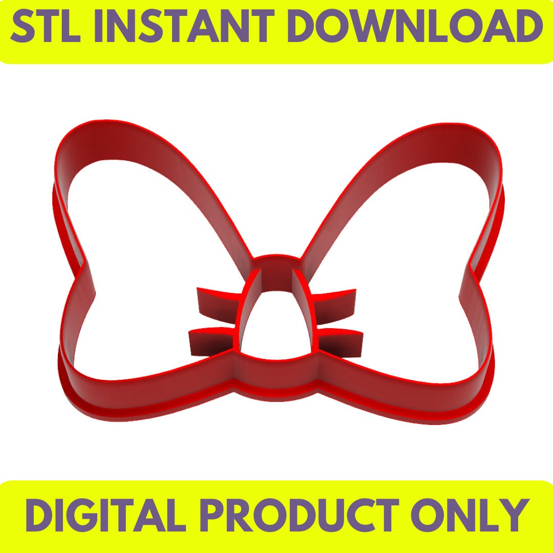 Minnie Mouse Bow With Detail Cookie Cutter STL File - Digital Download ...