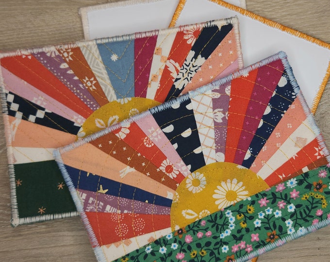 Hello Sunshine Rainbow Postcard (quilted Fabric Card) - Etsy