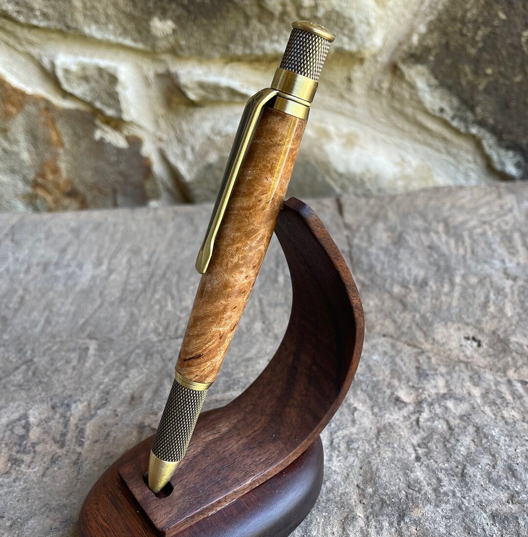 Maple Burl Twist Style Pen Pen With Velvet Pen Pouch - Etsy