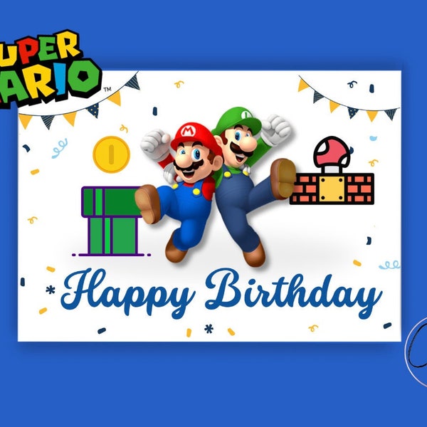 Mario Birthday Card - Etsy