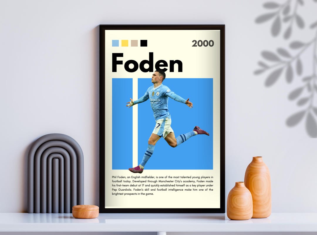 Phil Foden Poster - Football Poster - Manchester City Poster - Soccer ...