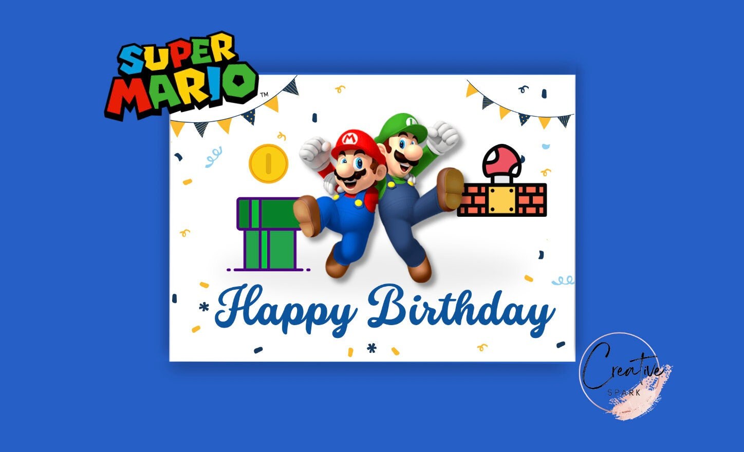 Super Mario Wish Card, Birthday Wish Card, Mario and Luigi Greeting ...