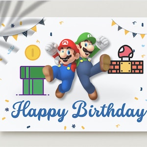 Super Mario Wish Card, Birthday Wish Card, Mario and Luigi Greeting ...