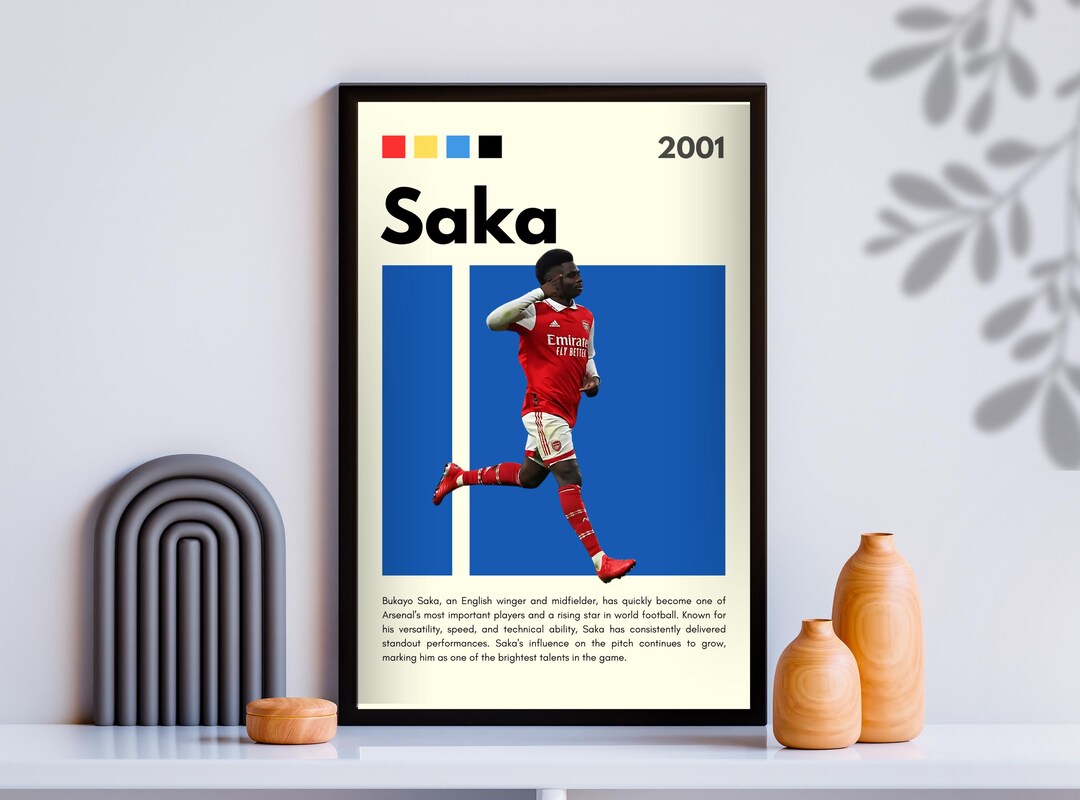 Bukayo Saka Poster - Football Poster - Arsenal Gift - Saka Poster ...