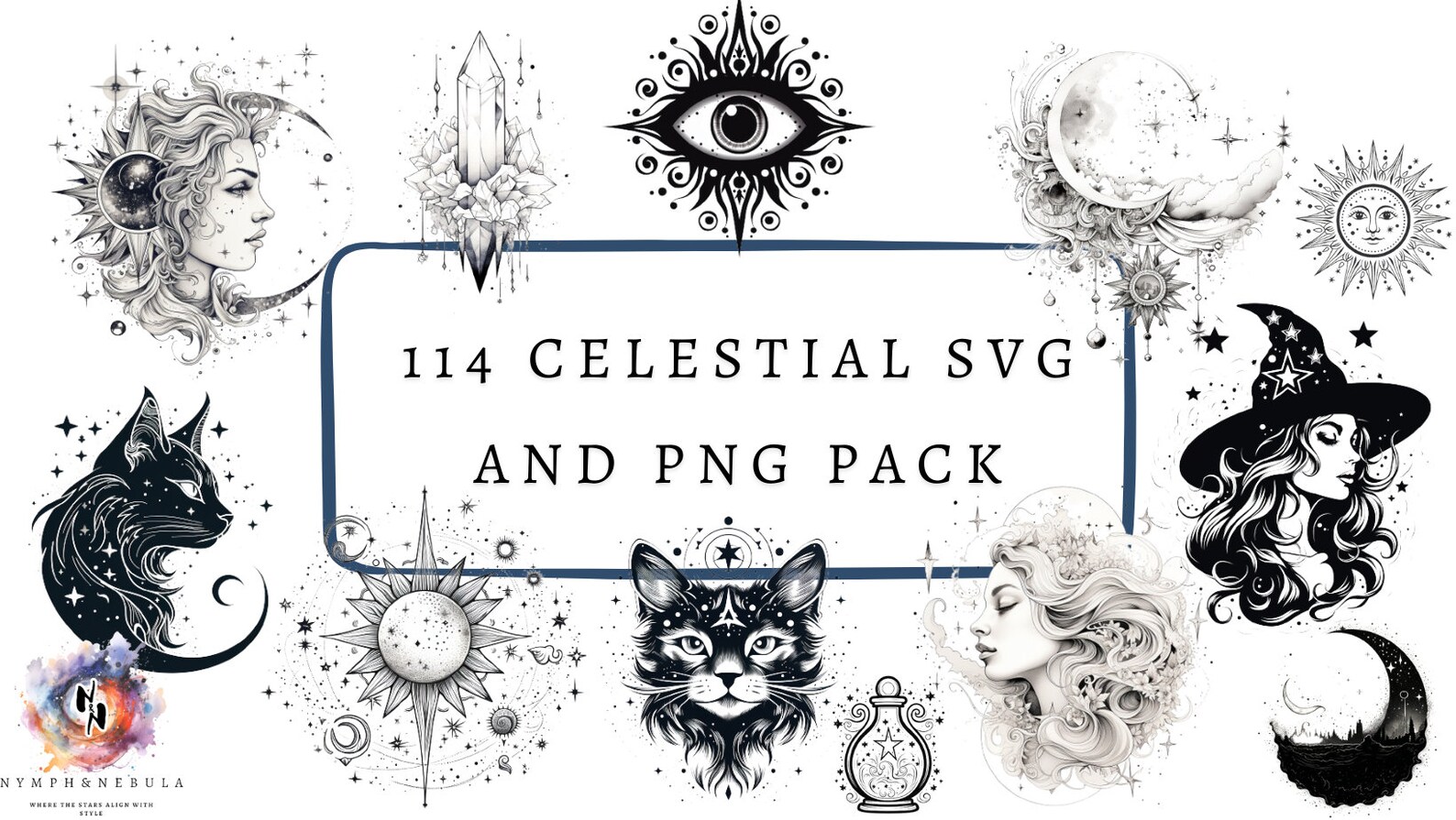SVG Instant Download Pack SVG Celestial Bundle Moon SVG Design for ...