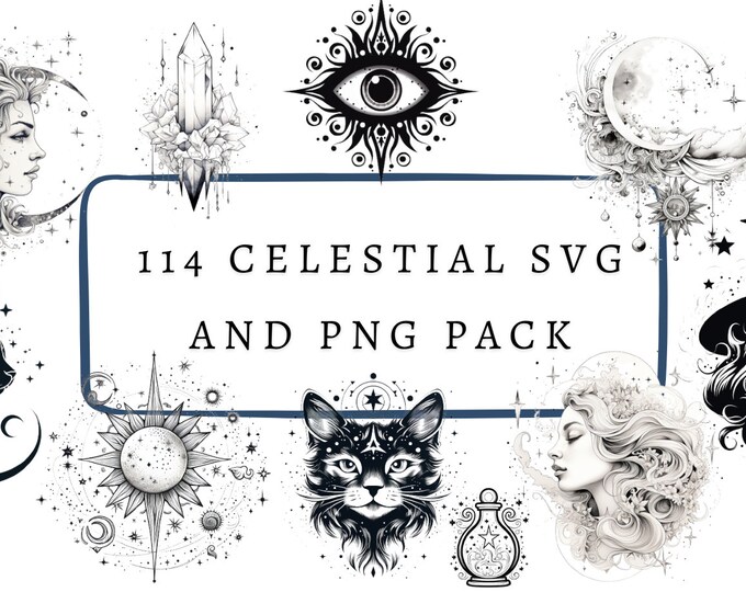 SVG Instant Download Pack SVG Celestial Bundle Moon SVG Design for ...