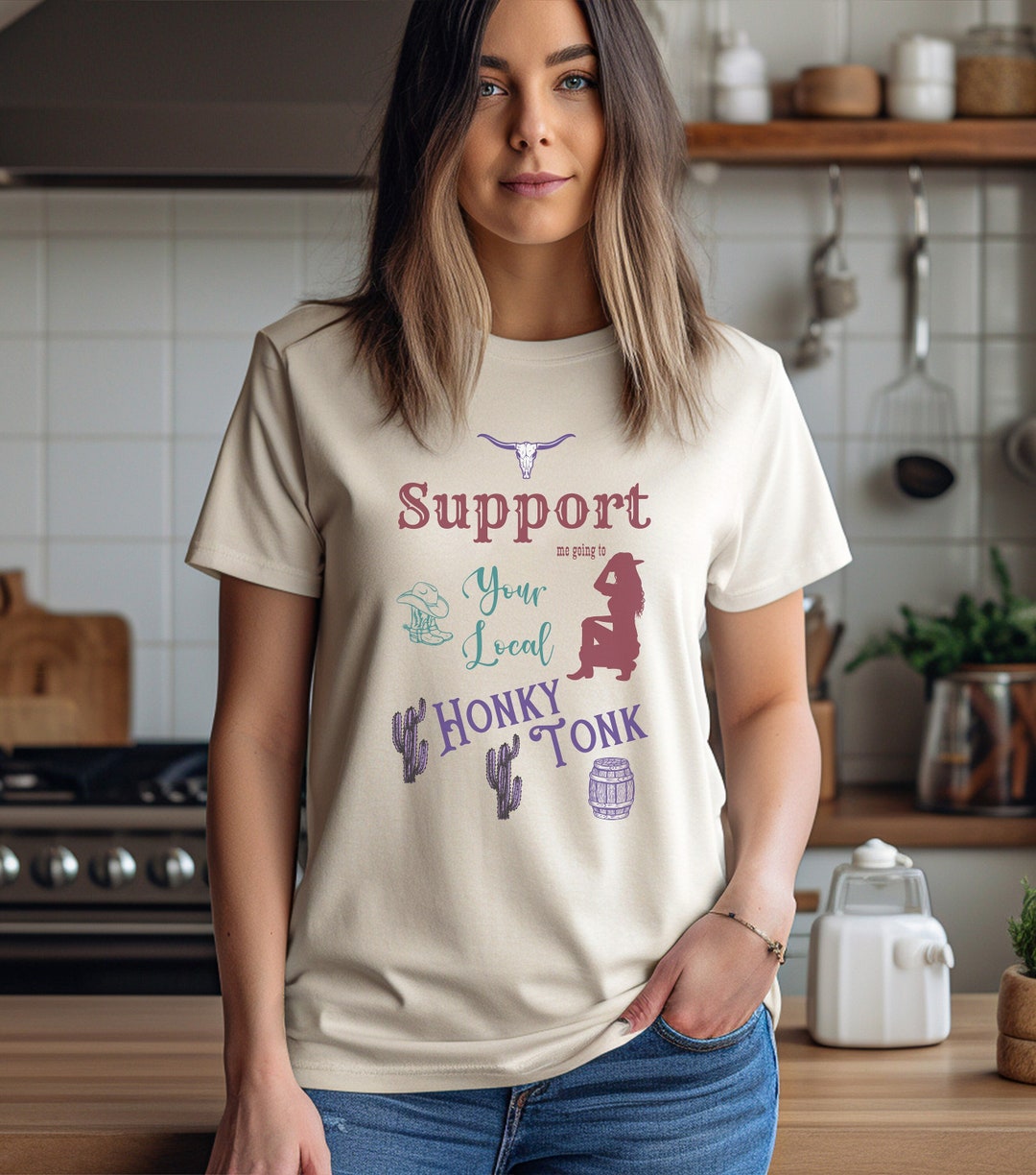 Support Your Local Honky Tonk Shirt, Fun and Colorful Country Shirt for ...
