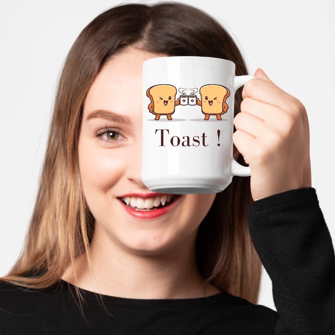 Toast Making a Toast 15oz Mug, Cute Colorful, Breakfast Toast Mug for ...