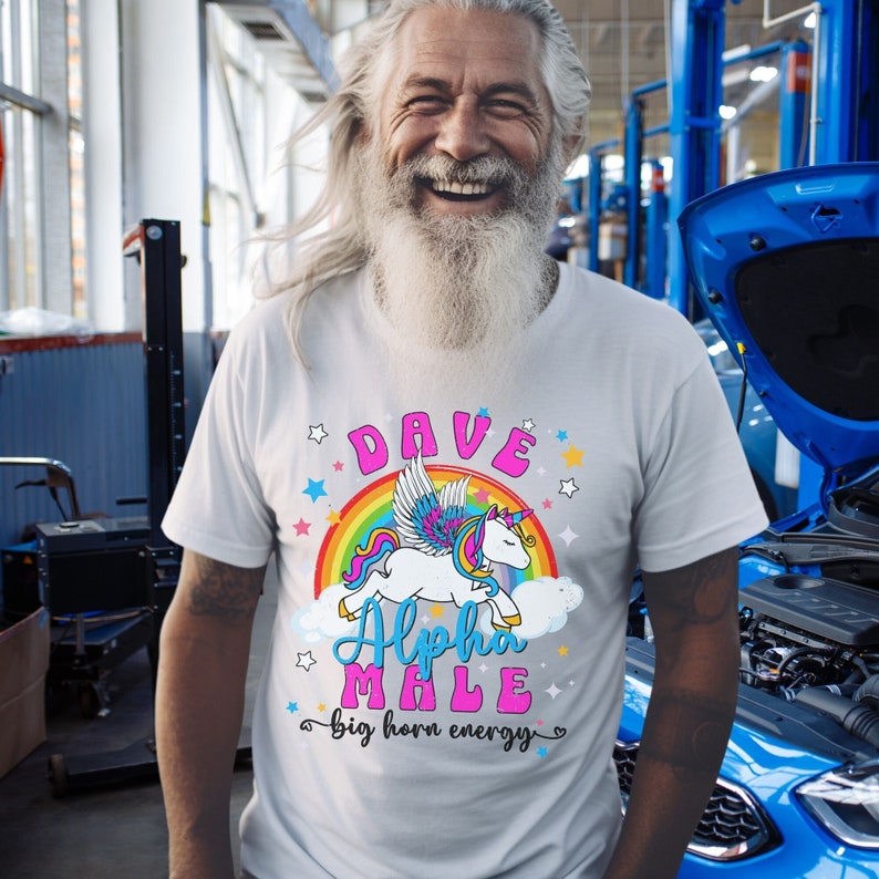 Personalized Ironic Shirt Alpha Male Unicorn Rainbow Tee - Etsy