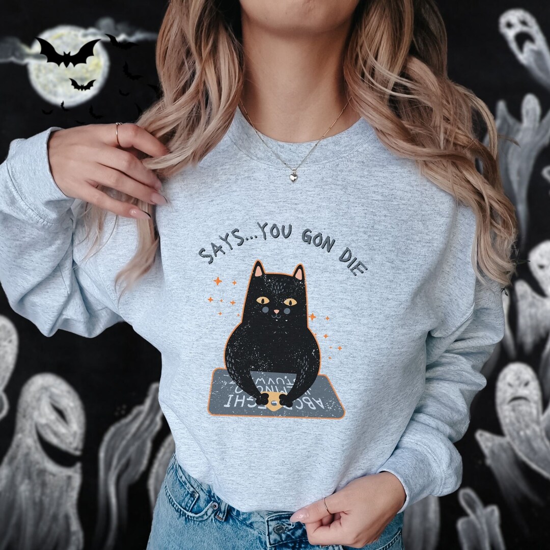 Halloween Cat Sweatshirt, Killer Cat Sweater, Black Cat What Tee, Funny ...
