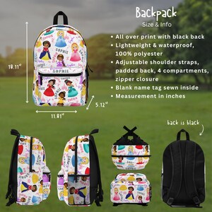 Personalized Princess Backpack With Name, Custom Princess Backpack ...