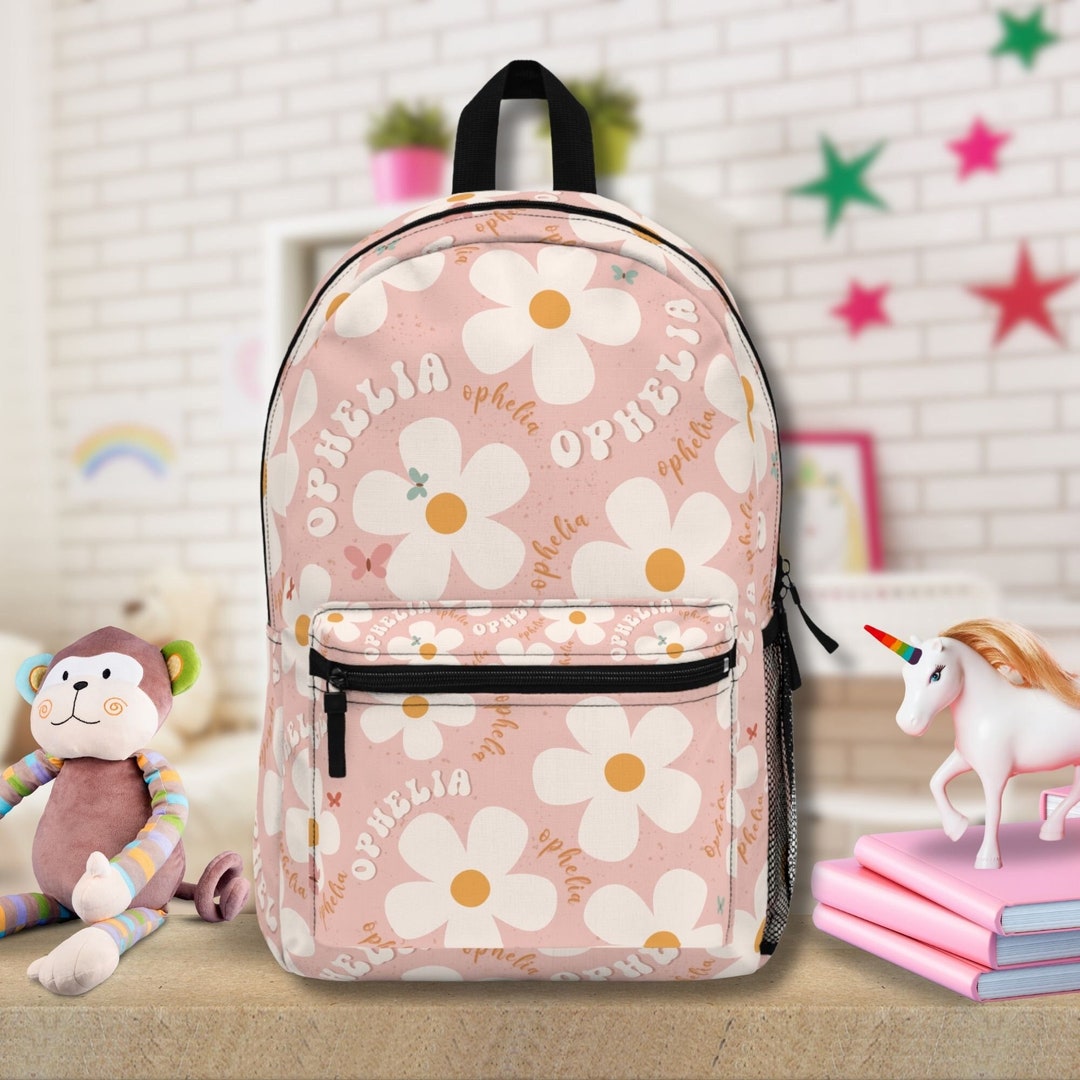 Personalized Retro Daisy Name Backpack, Custom Groovy Floral Backpack ...