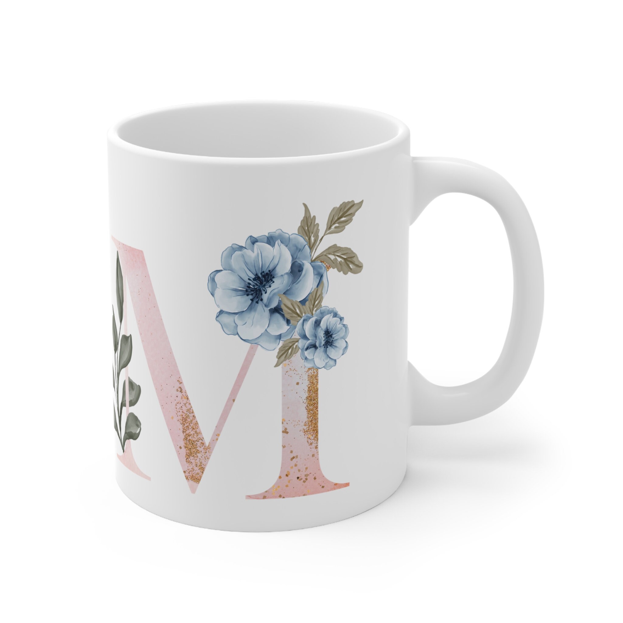Letter M Floral Alphabet Coffee Mug Name Begins With M Initial Mug ...
