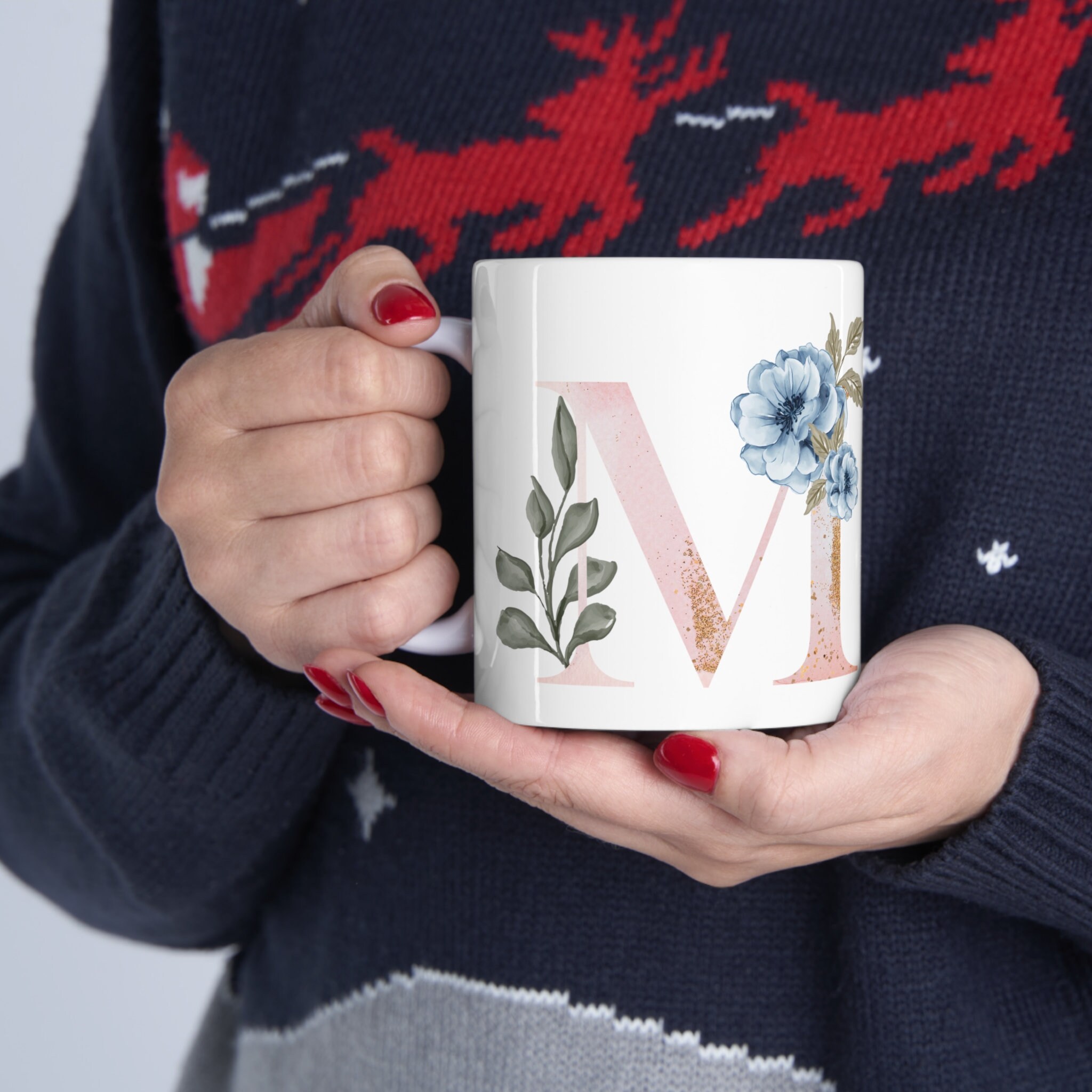 Letter M Floral Alphabet Coffee Mug | Name Begins With M | Initial Mug ...