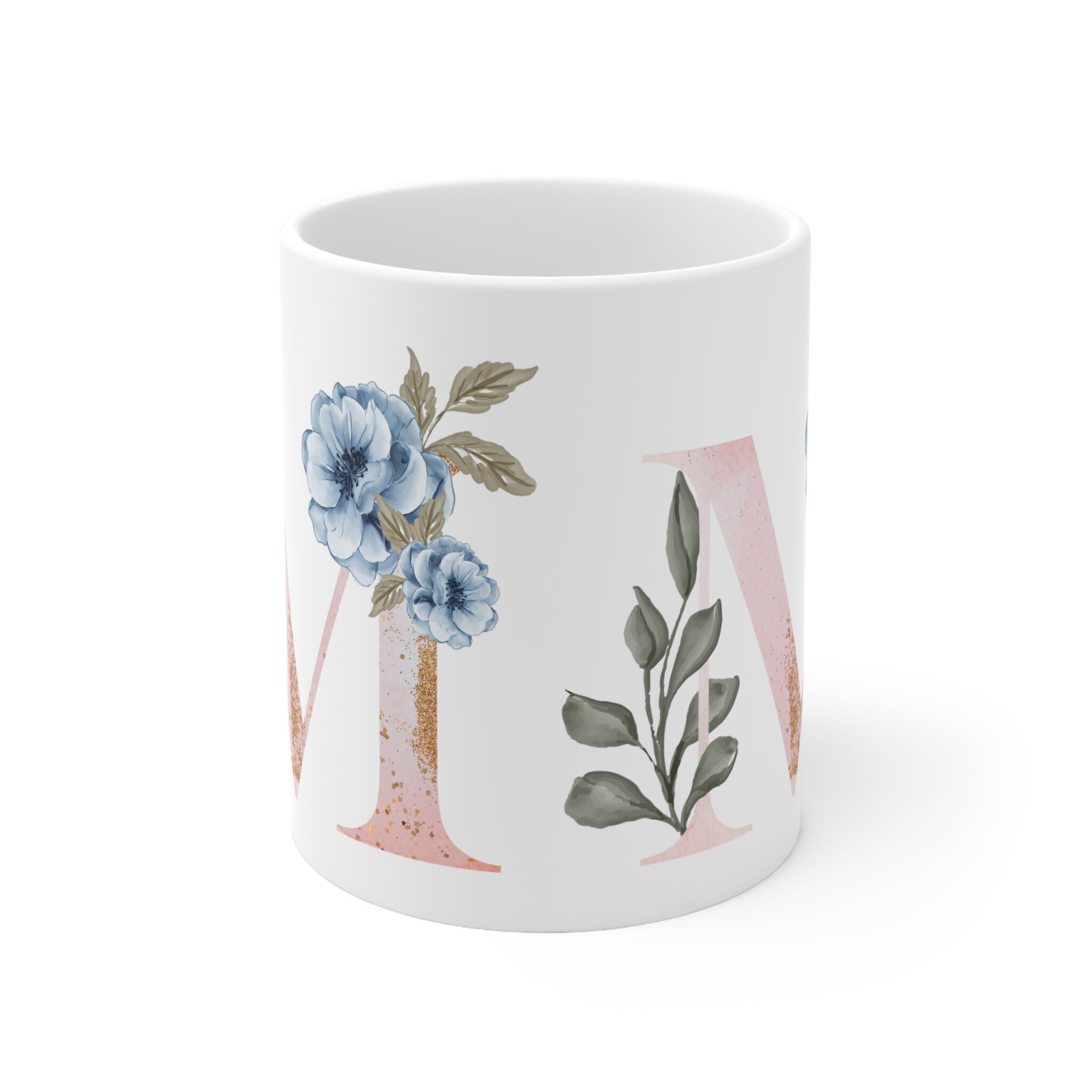 Letter M Floral Alphabet Coffee Mug | Name Begins With M | Initial Mug ...