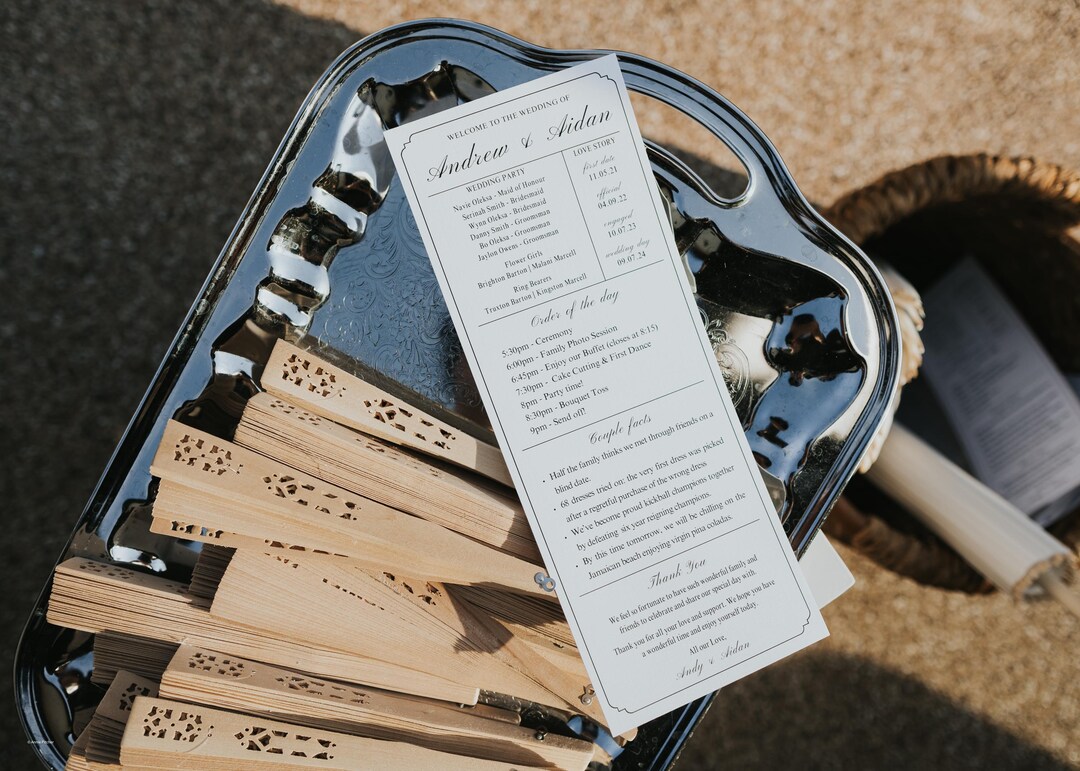 Wedding Day Brochure, Order of the Day, Ceremony Brochure, Couple Fun ...