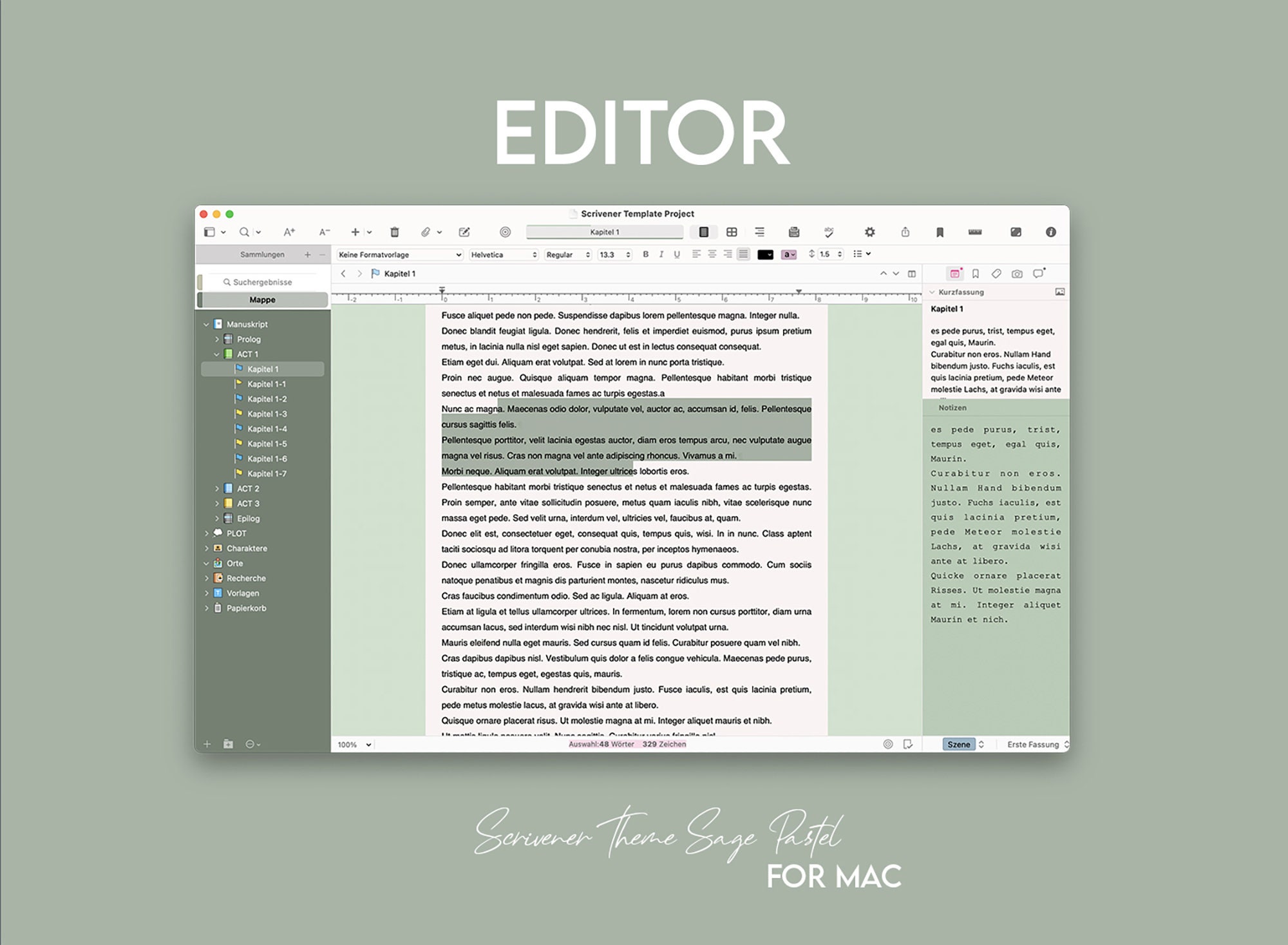 Scrivener Themes for MAC - SAGE COLLECTION - Dark & Light Mode ...