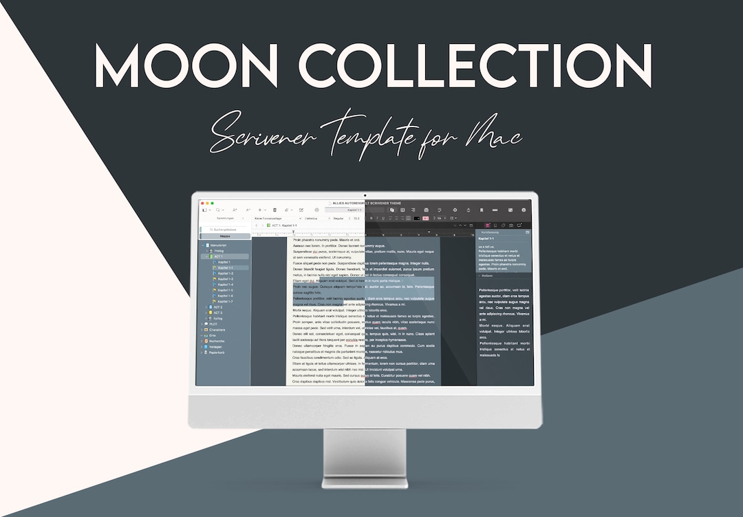 Scrivener Themes for MAC MOON COLLECTION Dark & Light Mode Scrivener ...