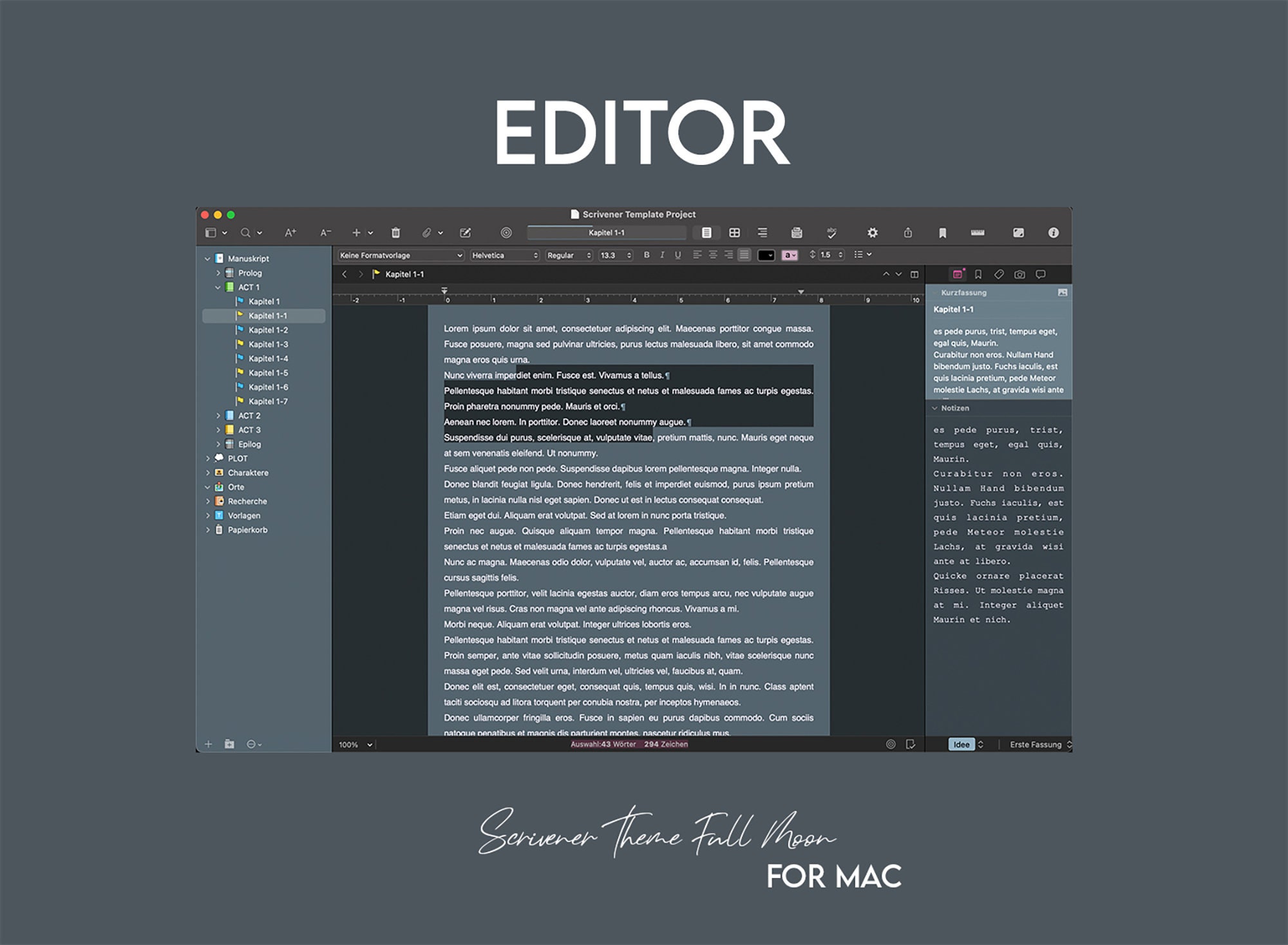 Scrivener Themes for MAC MOON COLLECTION Dark & Light Mode Scrivener ...
