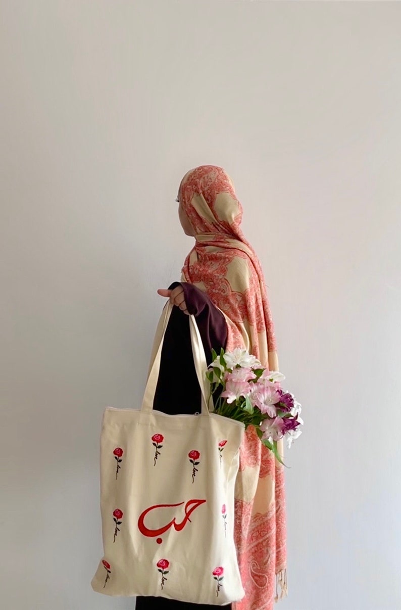 Embroidered Hub Tote Bag Love and Roses Sufi Islamic Gift 100% Cotton ...