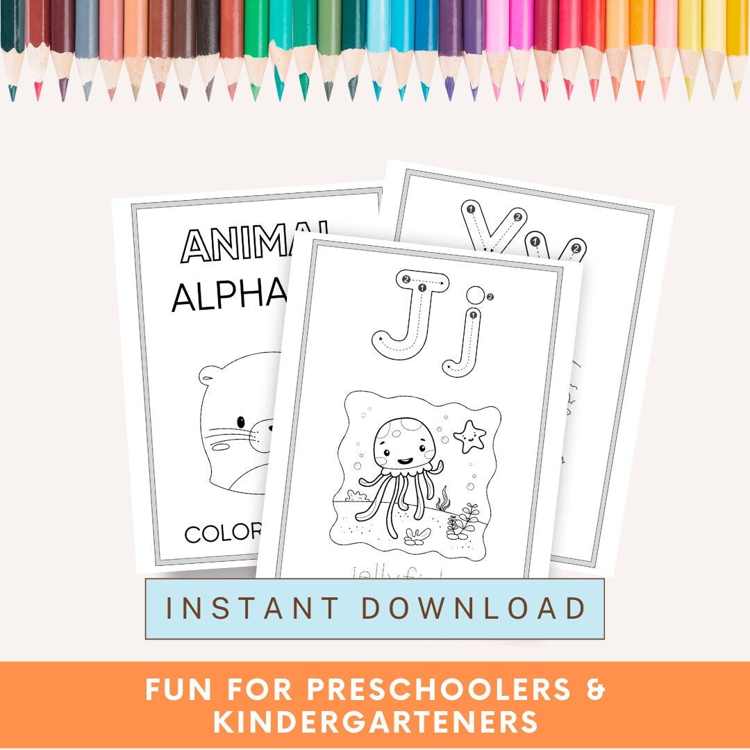 Fun Letter Tracing & Coloring Pages Learn Abcs With Adorable Animals ...
