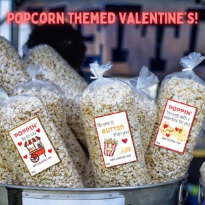 Popcorn Themed Valentine's Day Printable Cards PDF, Popcorn Printable ...