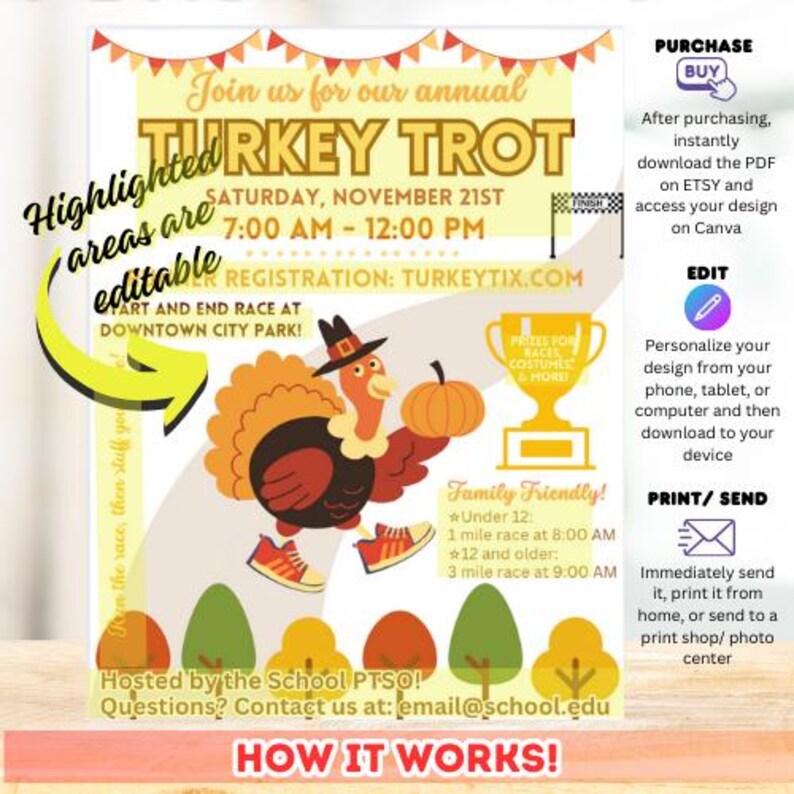 Turkey Trot DIY Flyer Template - Etsy