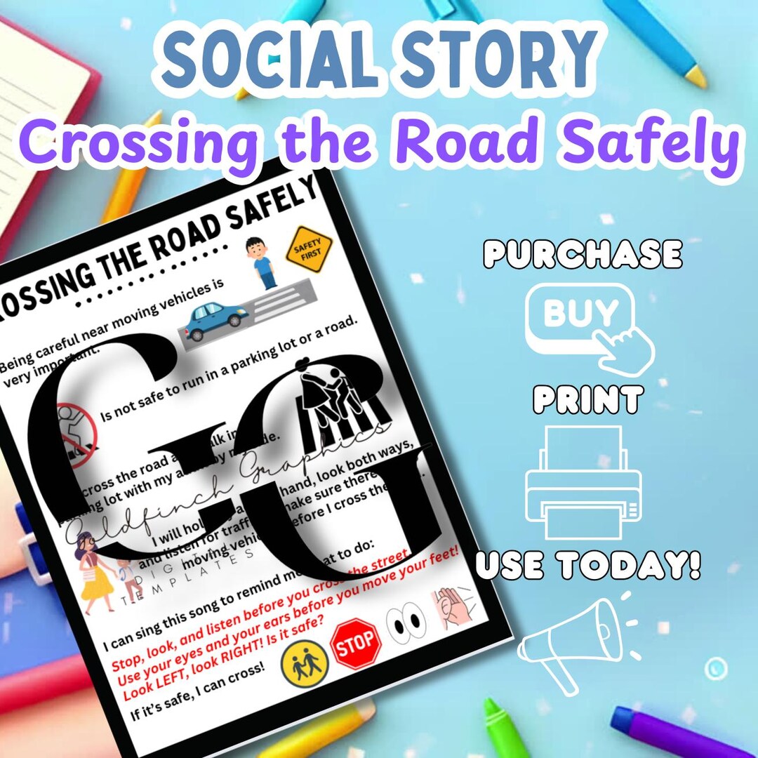 Social Story - Crossing the Road Safely, Printable, Social Story on ...