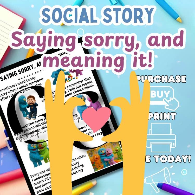 Saying Sorry Social Story Printable: Scout's Social Stories (PDF ...