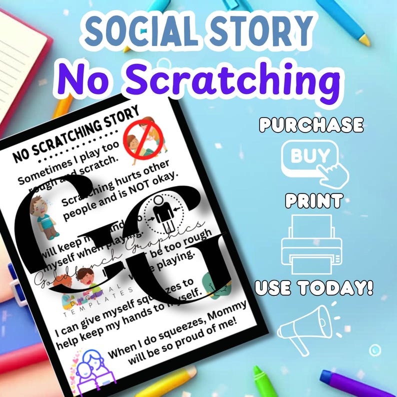 Social Story - No Scratching, Printable, Social Story Teaching About ...