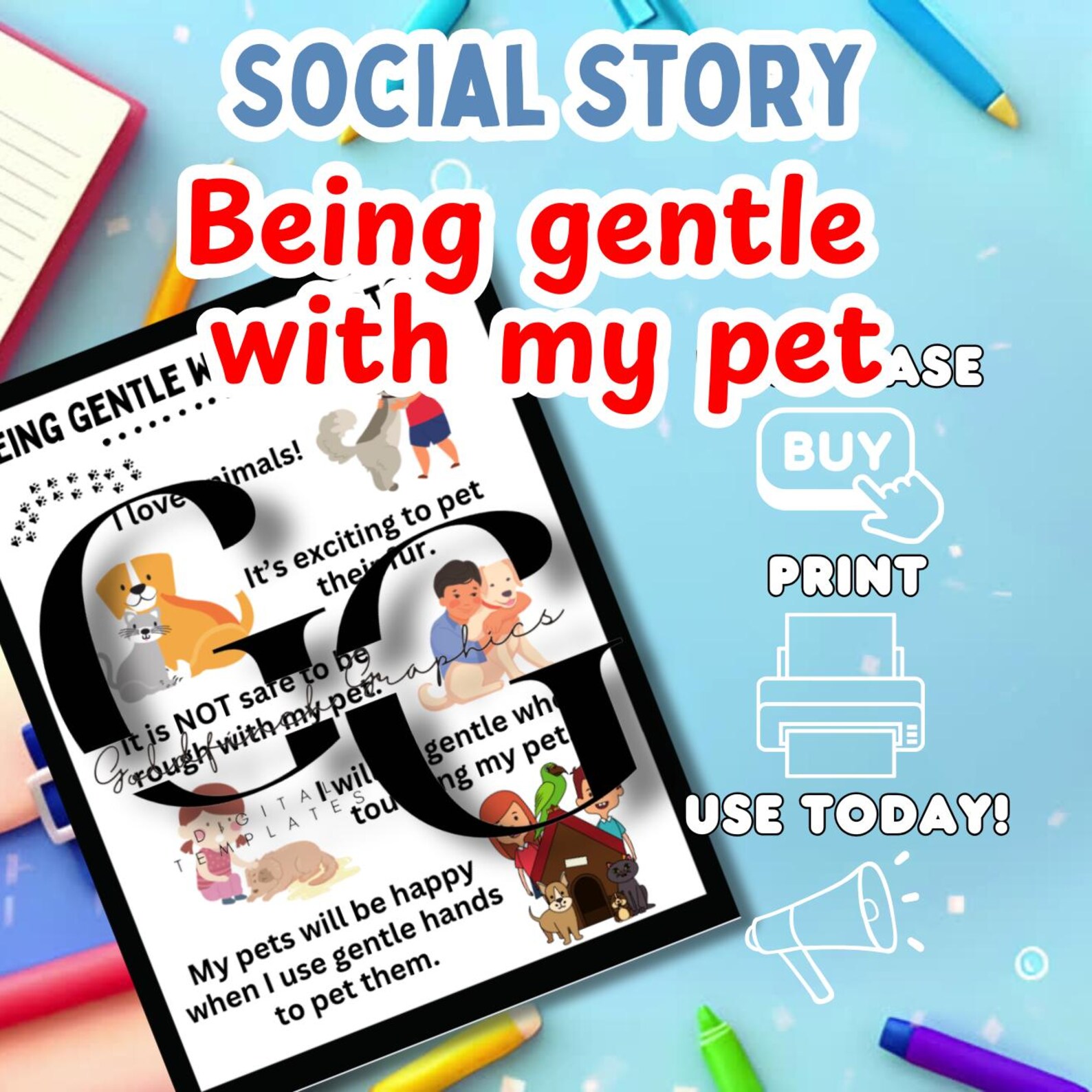 Social Story - Being Gentle With My Pet, Printable, Social Story on ...