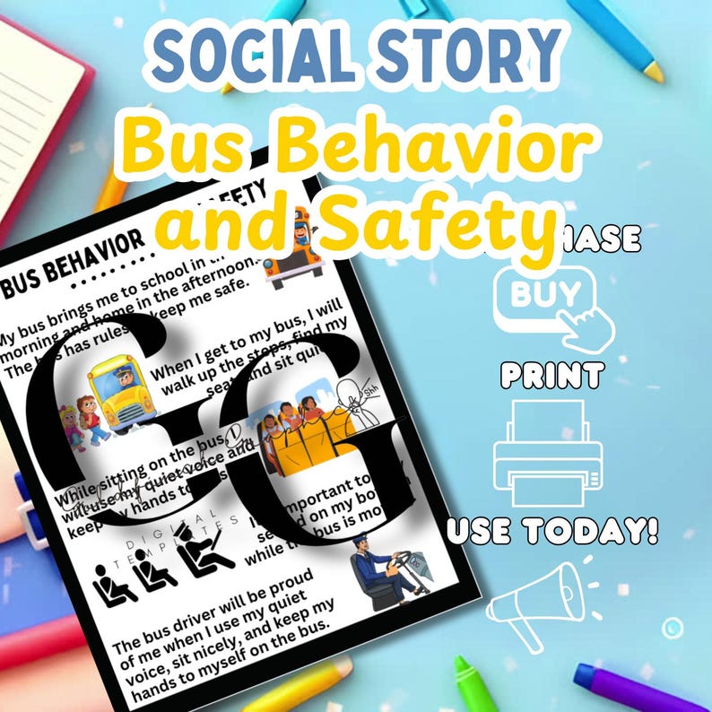 Social Story - Bus Behavior and Safety, Printable, Social Story on How ...