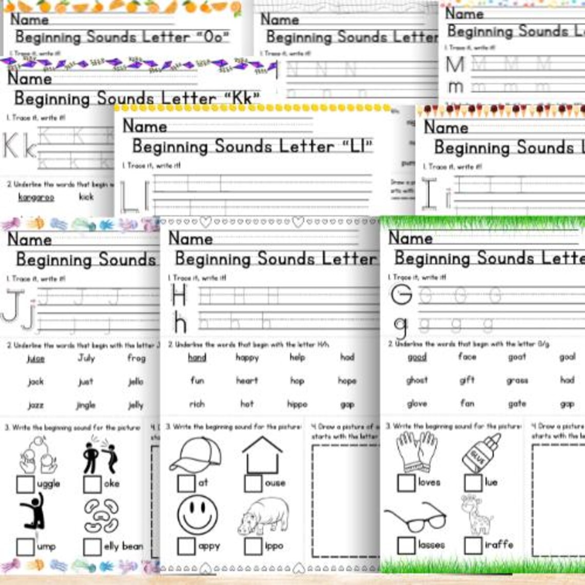 Beginning Sounds Worksheets A-Z Printable Pdf's - Etsy