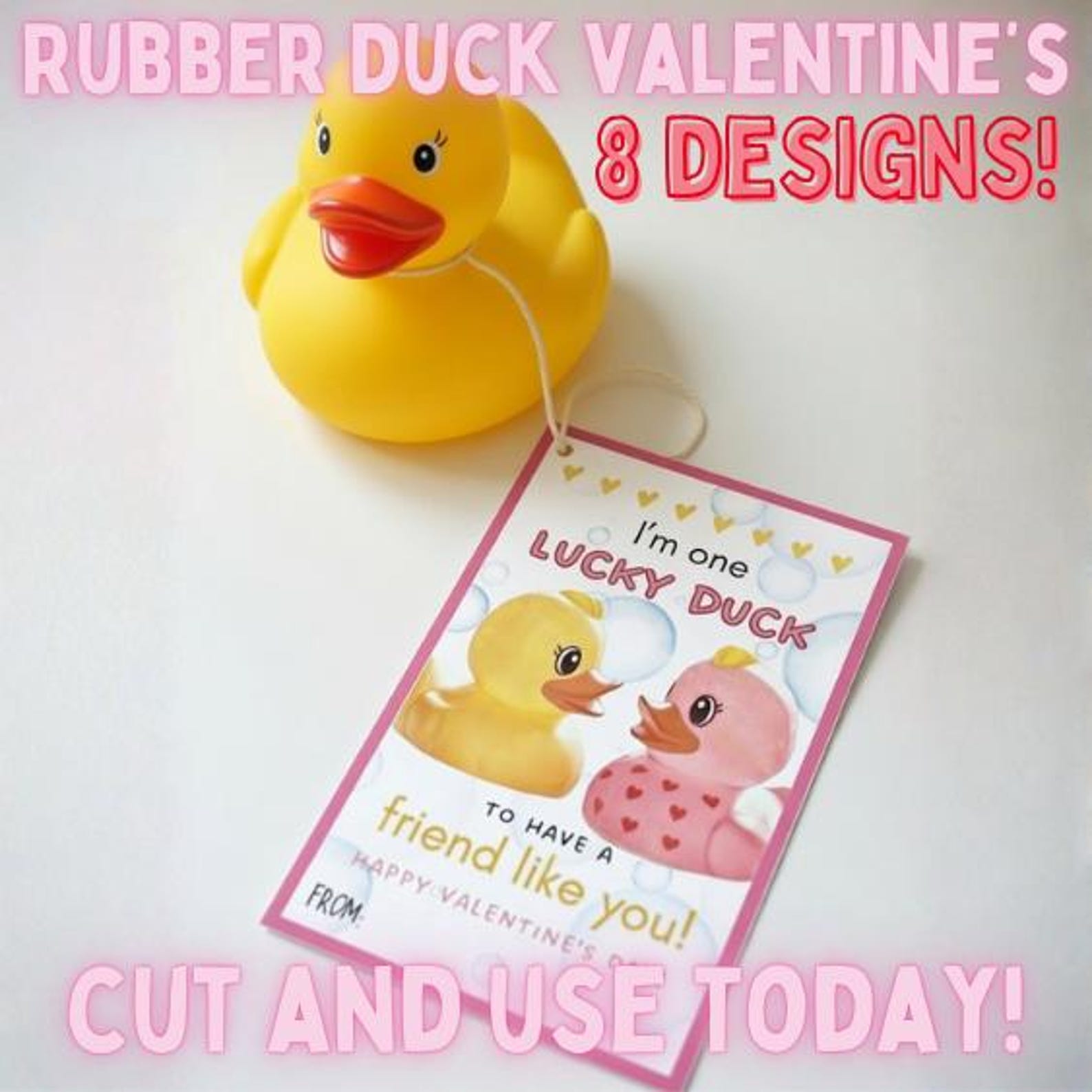 Duck Valentine's Day Printable Cards PDF, Rubber Duck Printable ...