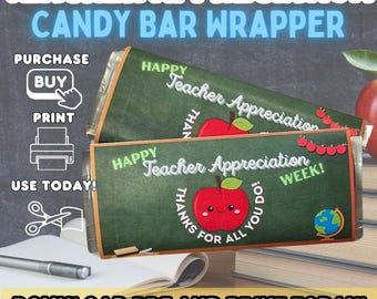 Teacher Appreciation Day Printable Candy Bar Wrapper, Gift for Teacher ...