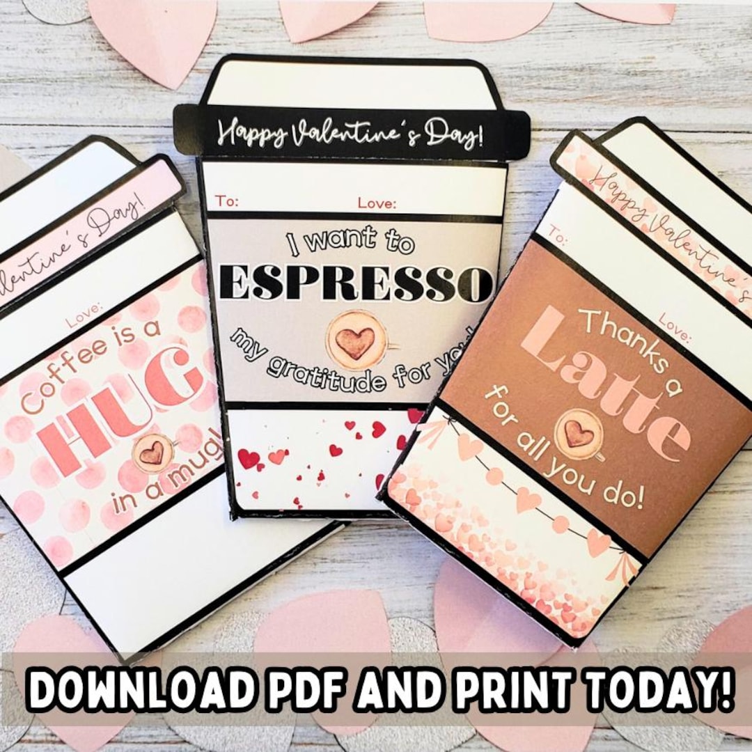 Coffee Themed Valentines Day Gift Card Holder, Teacher Valentine's Gift ...