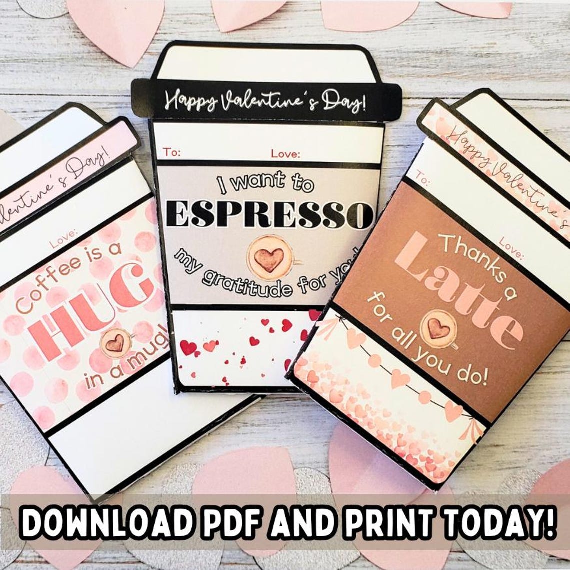 Coffee Themed Valentines Day Gift Card Holder, Teacher Valentine's Gift ...