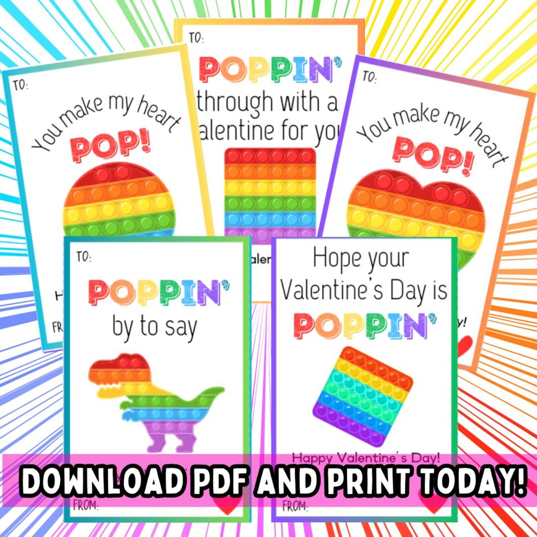 Pop-toy Themed Valentine's Day Printable Cards PDF, Pop Toy Printable ...