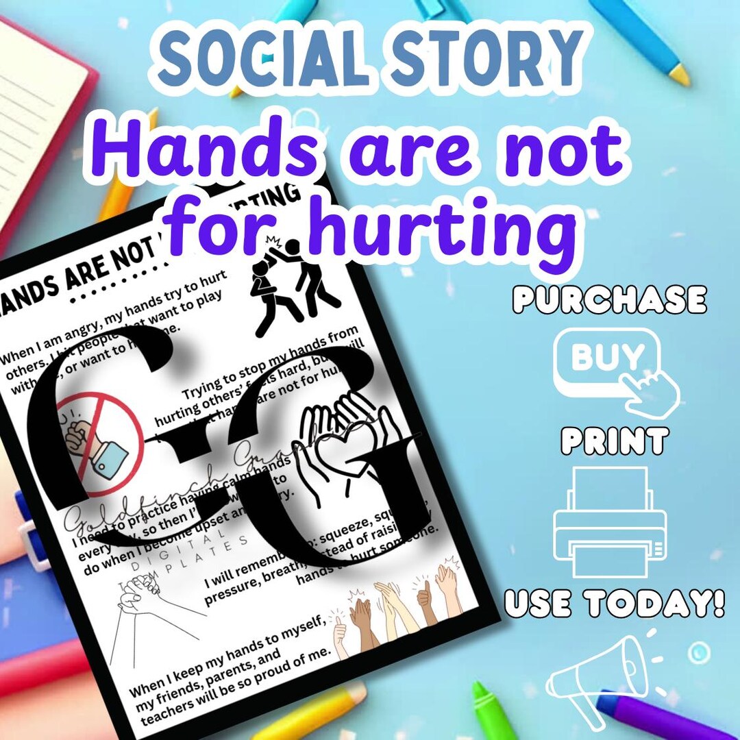 Social Story, Hands Are Not for Hurting, Printable, Social Story About ...