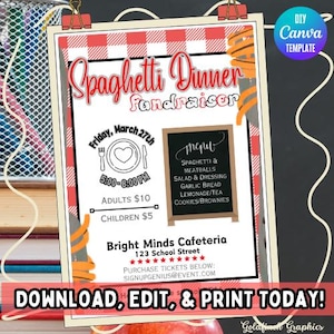 Spaghetti Dinner Fundraiser DIY Flyer Template - Etsy