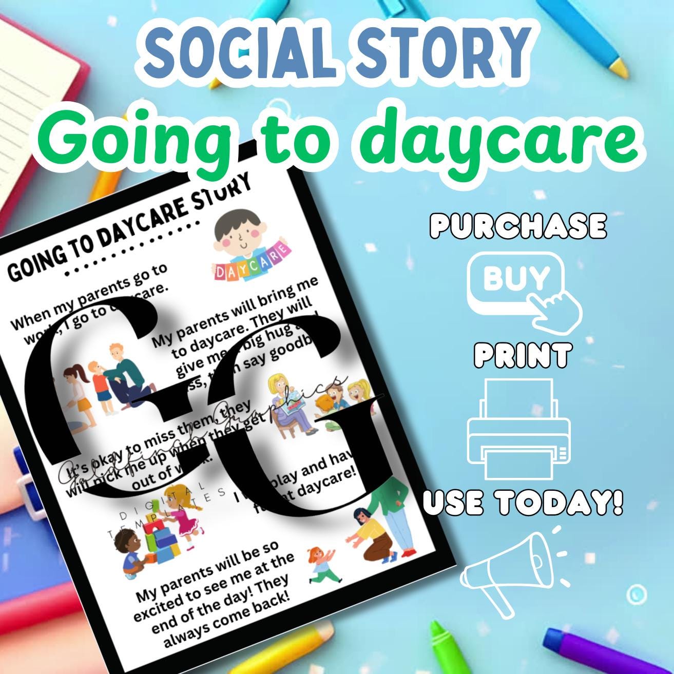 Social Story - Going to Daycare, Printable, Social Story About Daycare ...