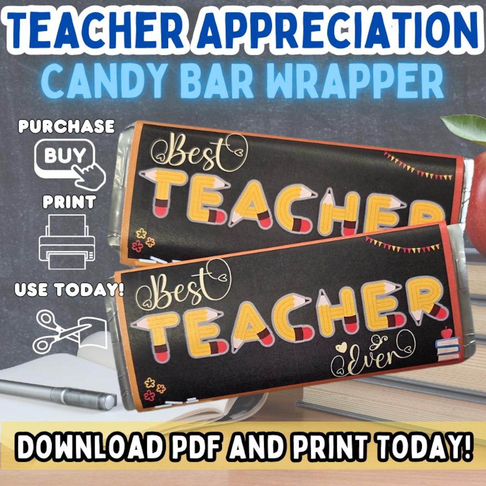 Teacher Appreciation Day Printable Candy Bar Wrapper, Gift for Teacher ...