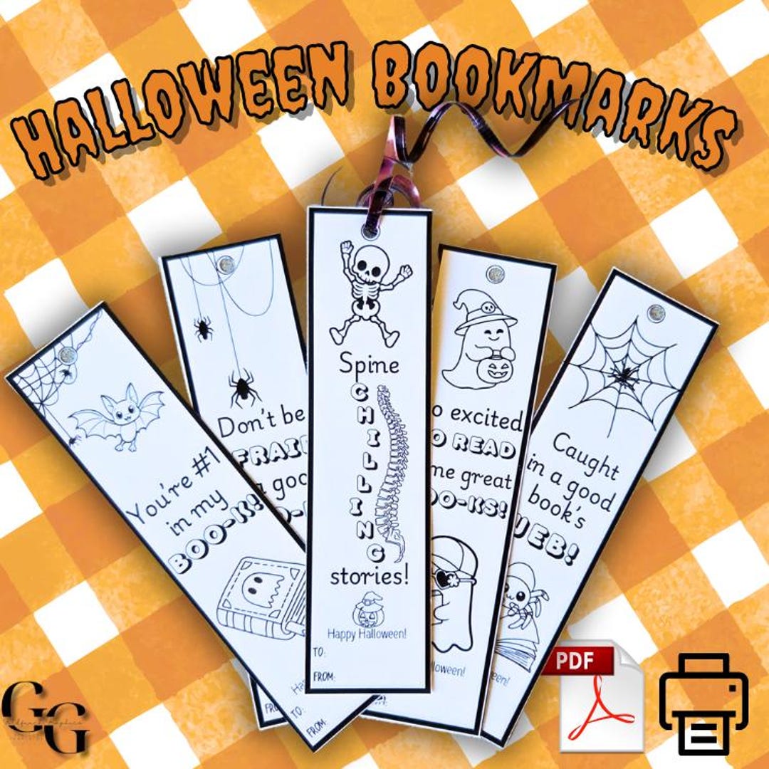 Bookmark HALLOWEEN Printable PDF, Halloween Themed Printable Bookmark ...