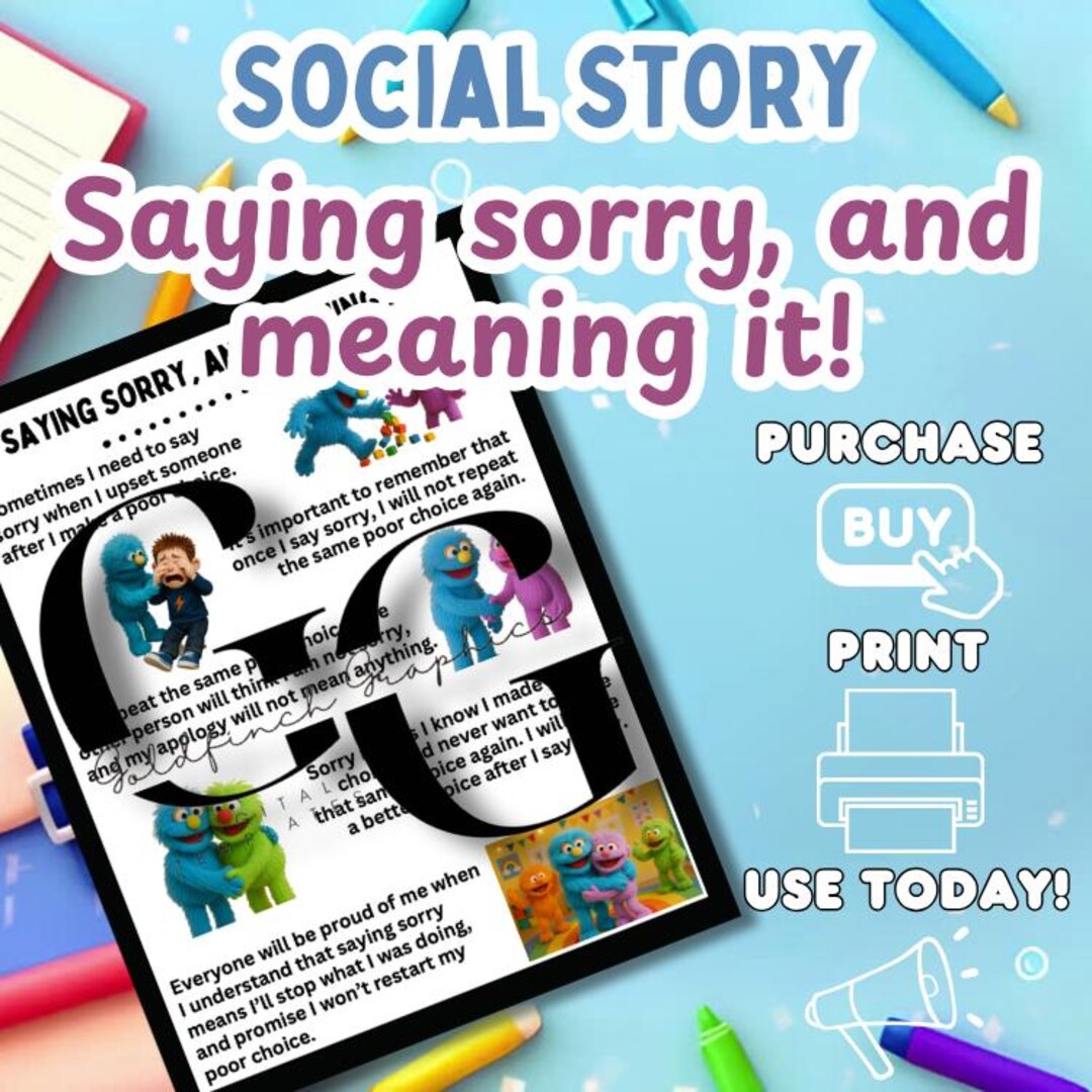 Saying Sorry Social Story Printable: Scout's Social Stories (PDF ...