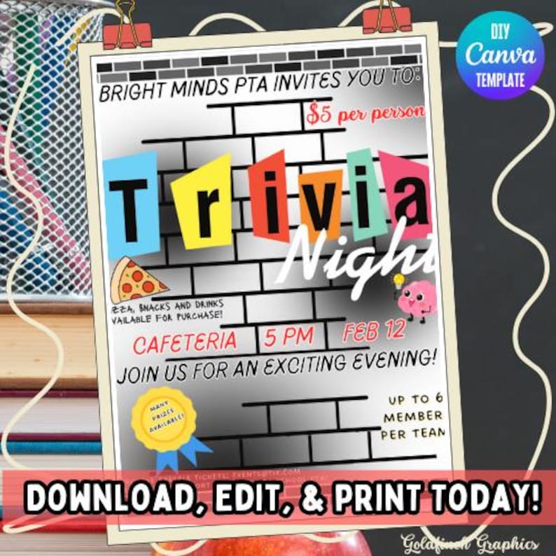 Trivia Night DIY Flyer Template - Etsy