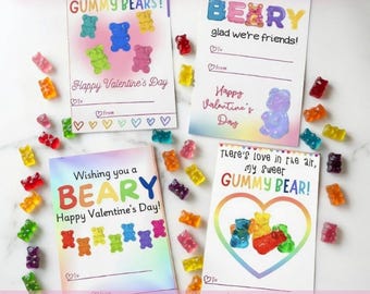 Gummy Bear Valentine Cards, Beary Sweet Printable (digital Download) - Etsy