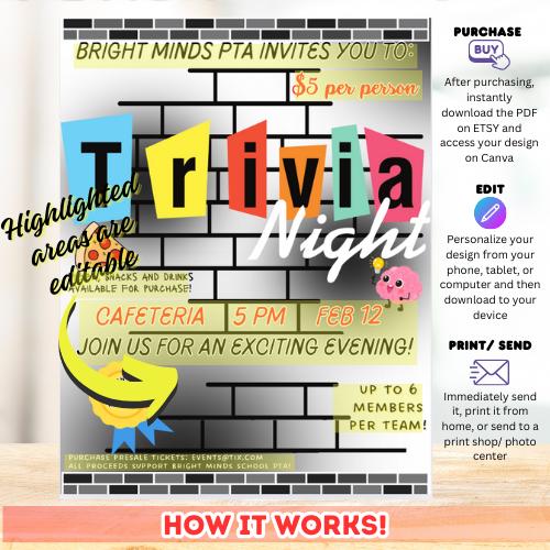 Trivia Night DIY Flyer Template - Etsy