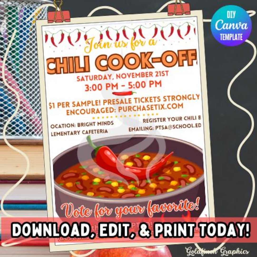Chili Cook-off DIY Flyer Template - Etsy